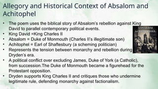Absalom and Achitophel is the greatest English Political satire | PPTX