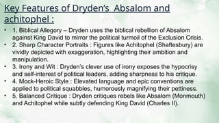 Absalom and Achitophel is the greatest English Political satire | PPTX