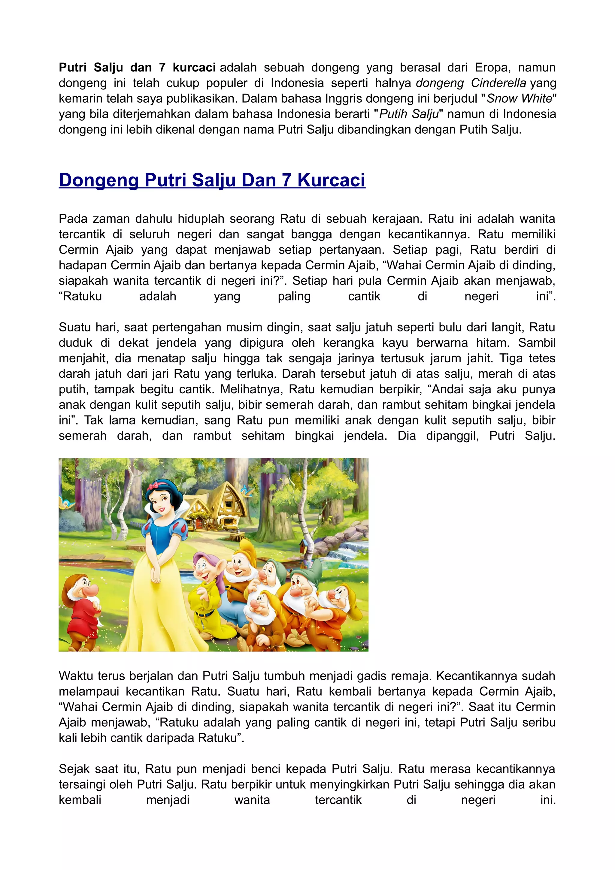 Dongeng putri salju dan 7 kurcaci | PDF