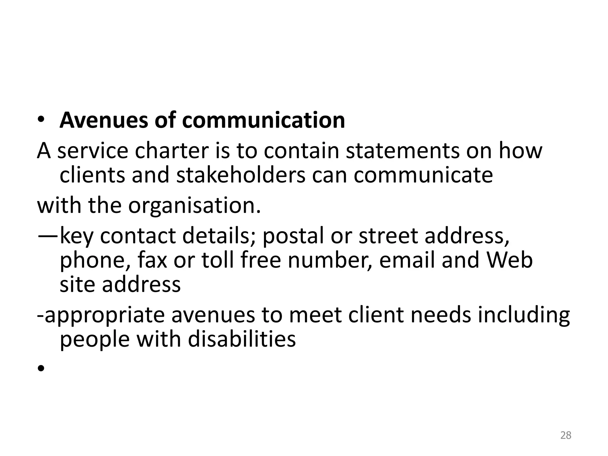 THE ROLE OF SERVICE CHARTER IN AN ORGANISATION AT THE WORKPLACE.ppt