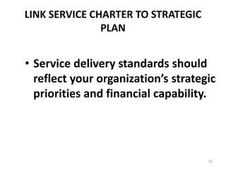 THE ROLE OF SERVICE CHARTER IN AN ORGANISATION AT THE WORKPLACE.ppt