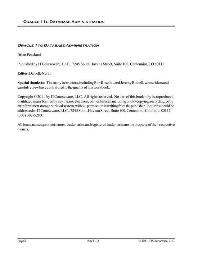 Oracle 11g Database Administration | PDF