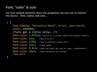 1-05: CSS for Text and Backgrounds | PPTX | Web Development | Internet