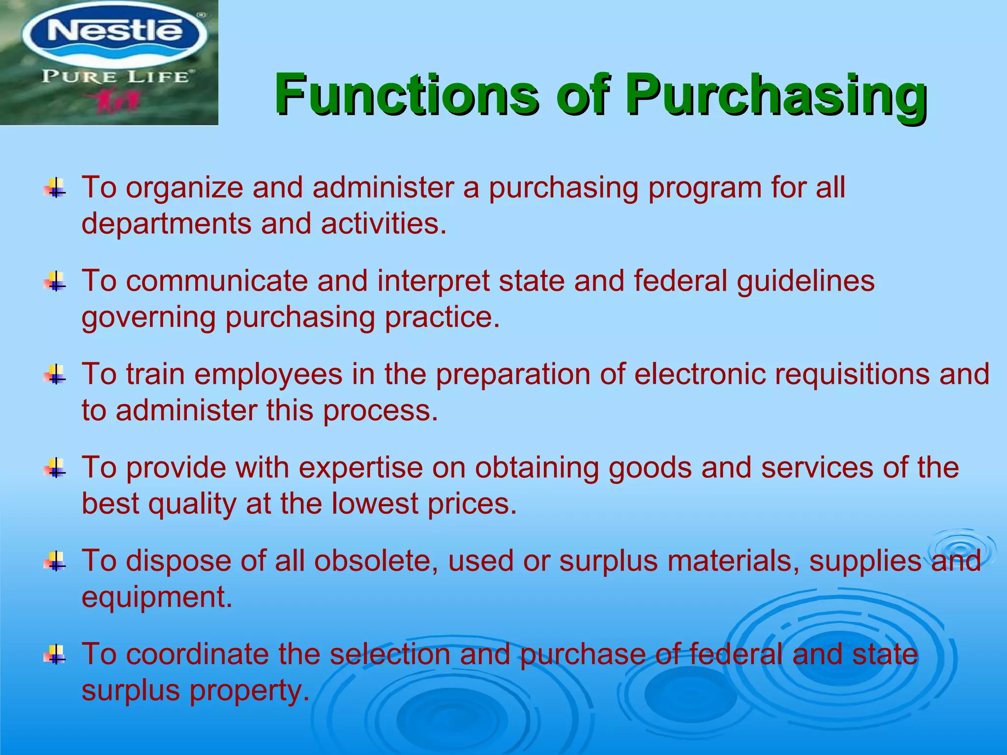 Nestle Mineral Water-Operation & Production | PPT