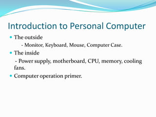 1.0 introduction to personal computer | PPTX