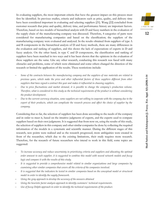 Supplier Selection Using Fuzzy Ahp Method And D Numbers Pdf