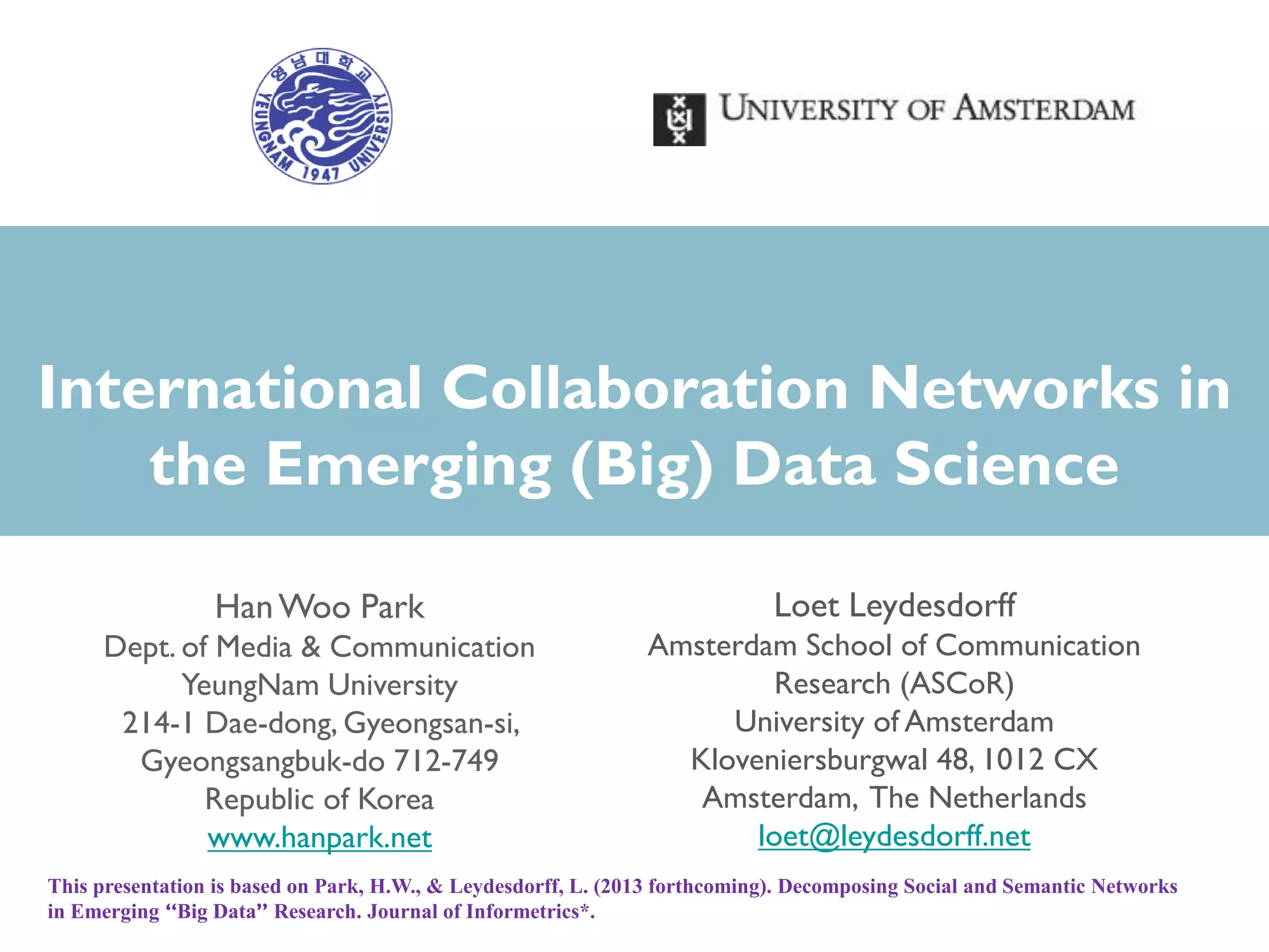 International Collaboration Networks in the Emerging (Big) Data Science ...