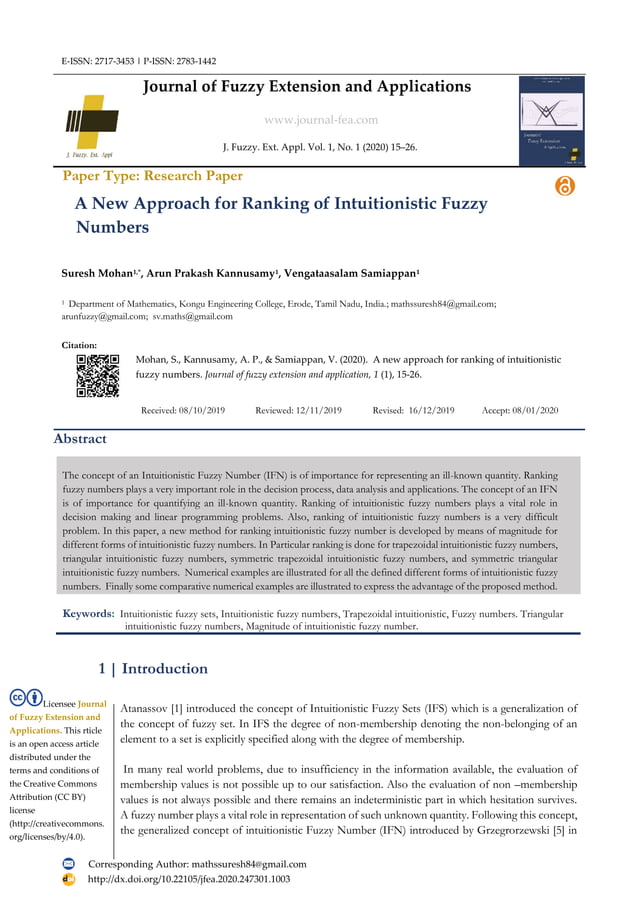 A new approach for ranking of intuitionistic fuzzy numbers | PDF