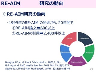実装科学の枠組みを活用しよう！_1-1.CFIR_RE-AIM_TDF_解説 | PDF