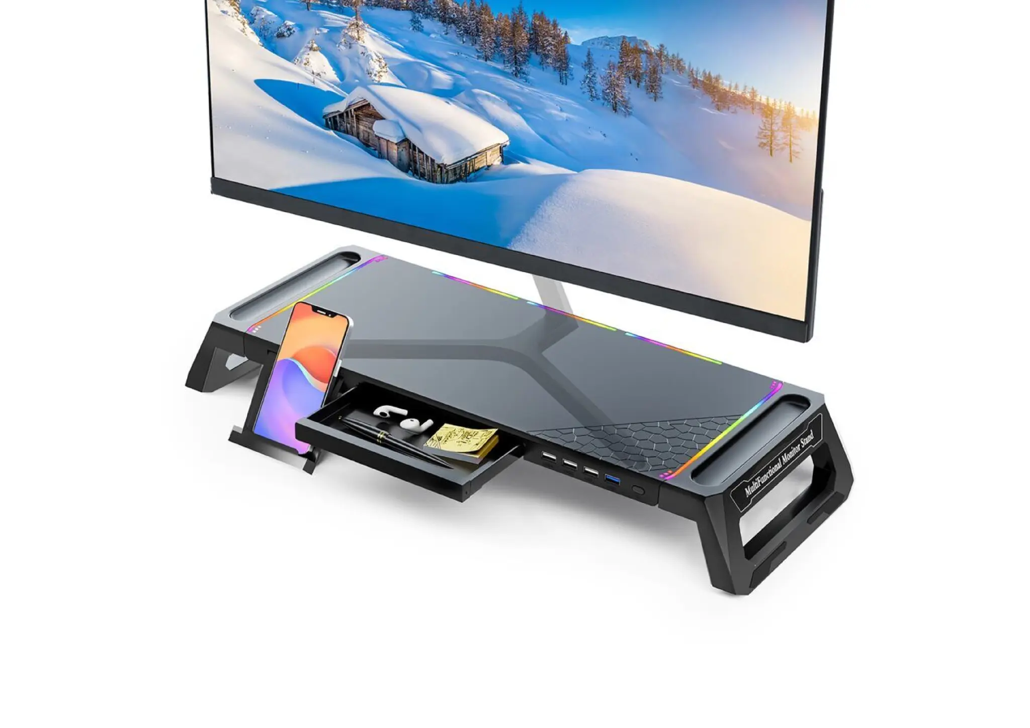 Level Up Your Desk Setup – MOOJAY RGB Monitor Stand with USB Hub ...