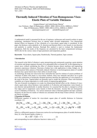 1.[1 5]thermally induced vibration of non-homogeneous visco-elastic plate of variable thickness ...