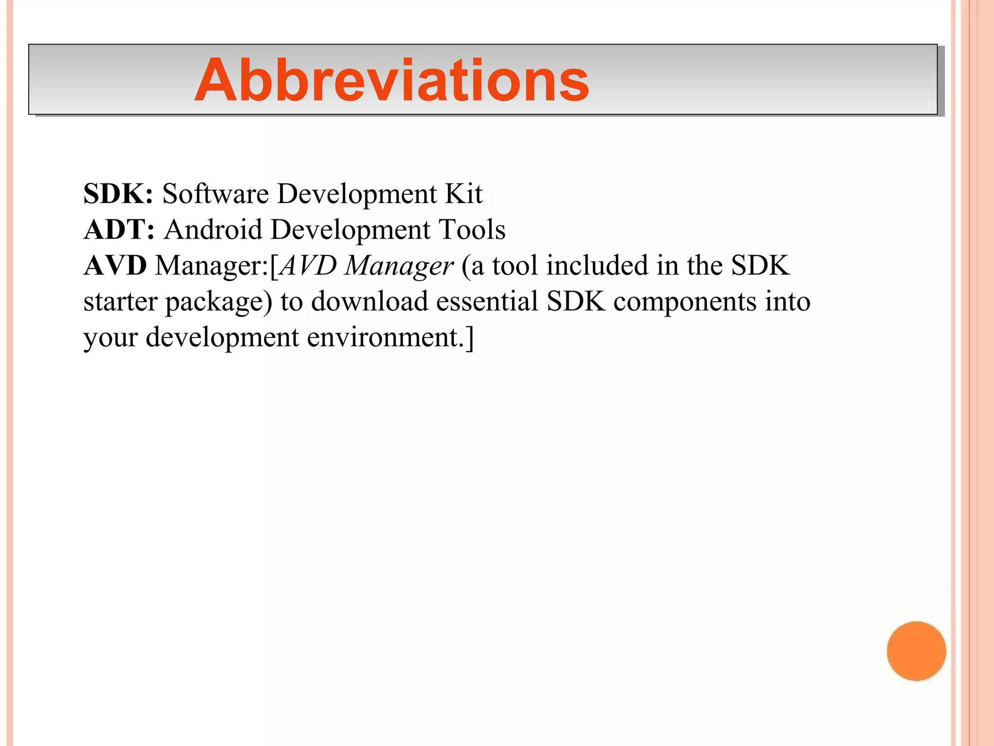 android architecture,life cycle,sdk,execution process | PPT