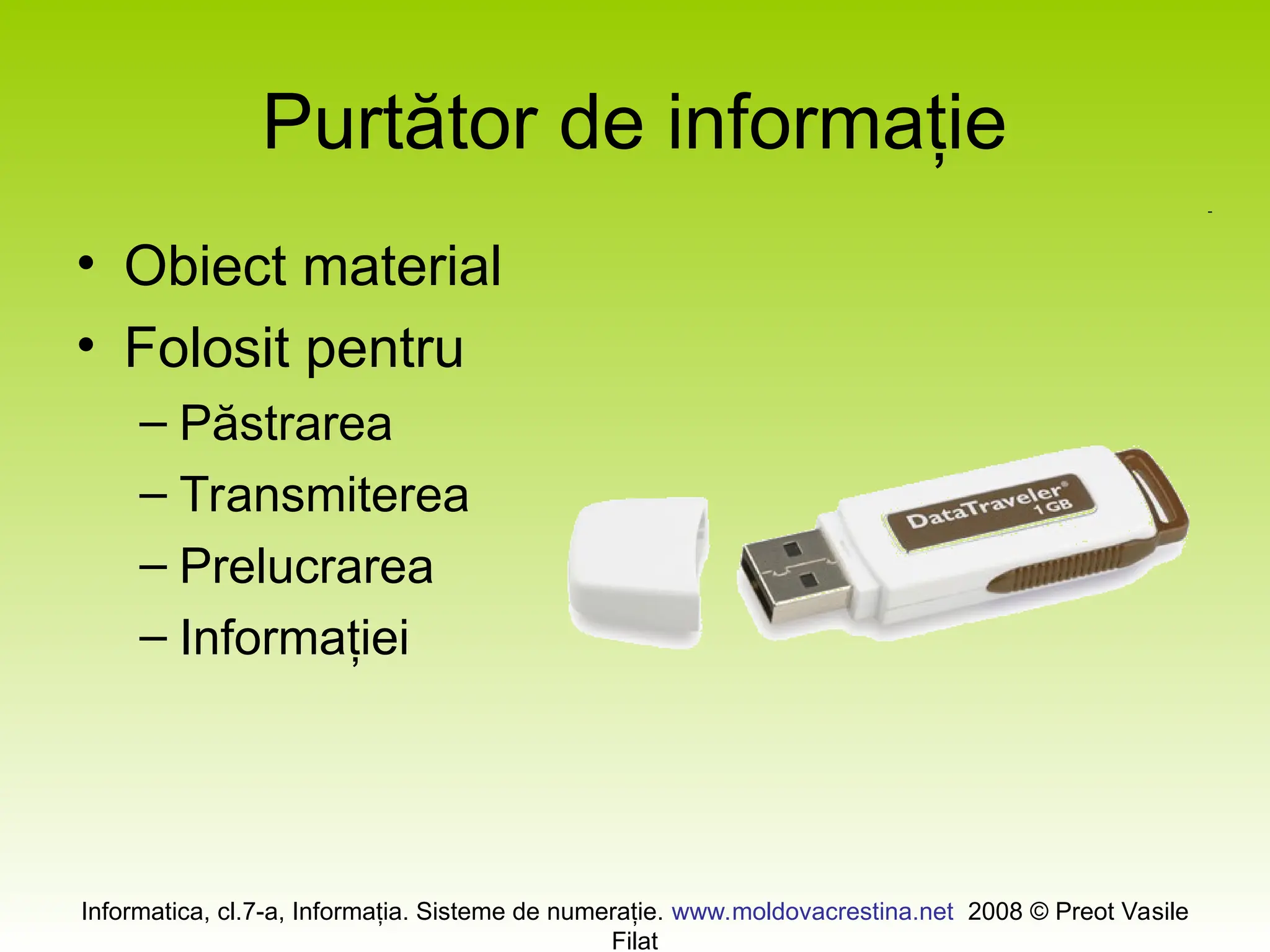 Purtatori de informatie, proiect ppt pentru ora de informatica | PPT