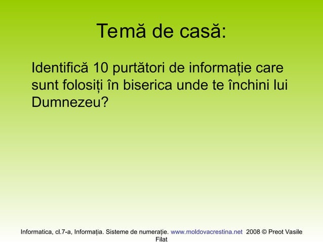 Purtatori de informatie, proiect ppt pentru ora de informatica | PPT