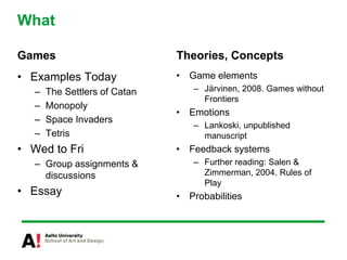 Game Analysis, lecture 1 | PPTX
