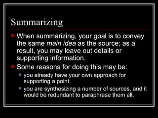 Paraphrasing, Etc. | PPT