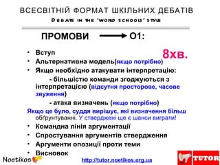 ВСЕСВІТНІЙ ФОРМАТ ШКІЛЬНИХ ДЕБАТІВ Debate in the ‘world schools’ style ...