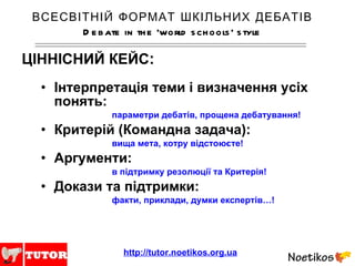 ВСЕСВІТНІЙ ФОРМАТ ШКІЛЬНИХ ДЕБАТІВ Debate in the ‘world schools’ style ...