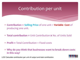 1.12 break-even (part 1) - moodle | PPT