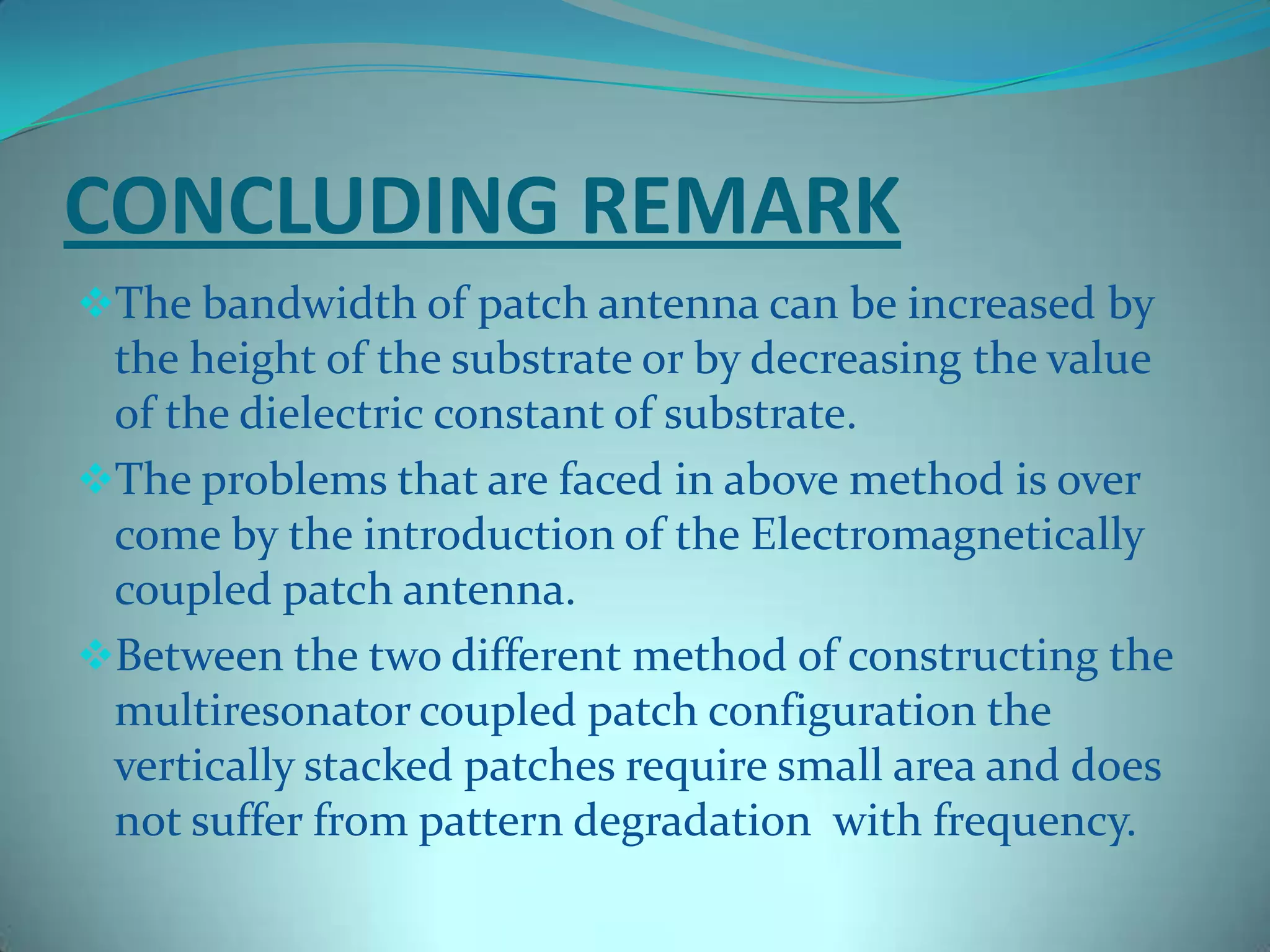 broadbanding technique for microstrip patch antenna | PPTX