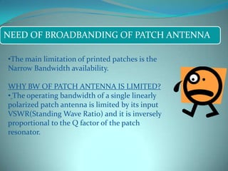 broadbanding technique for microstrip patch antenna | PPTX
