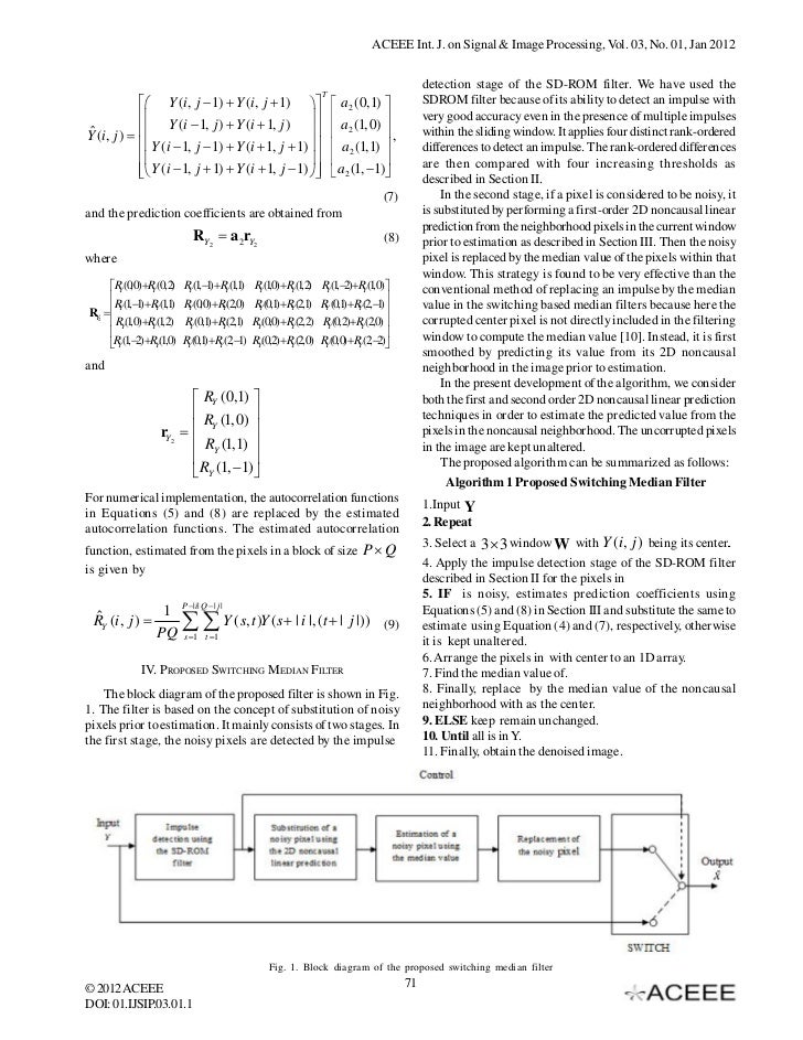 A Noncausal Linear Prediction Based Switching Median Filter For The R
