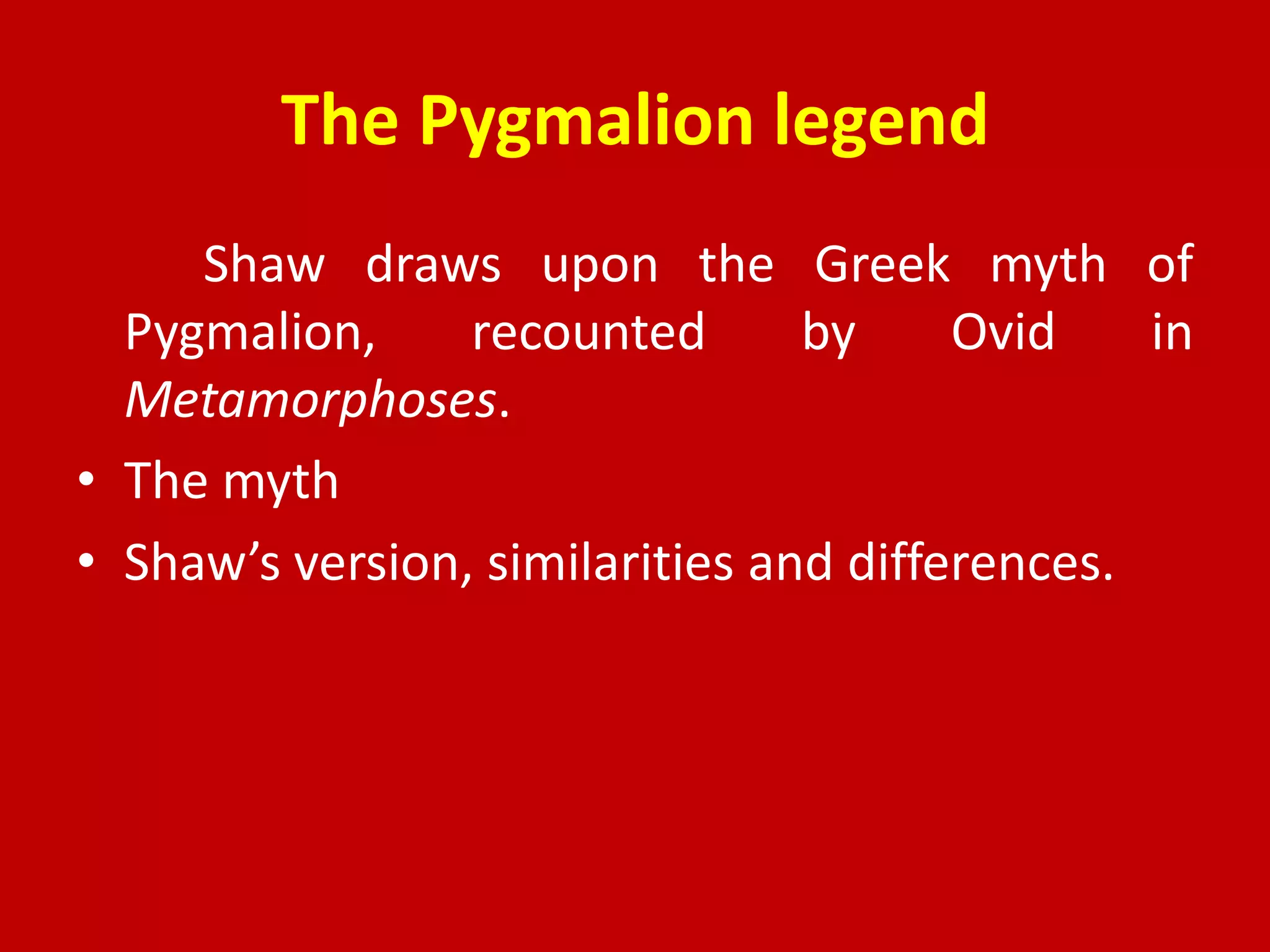 Pygmalion: Analysis | PPT