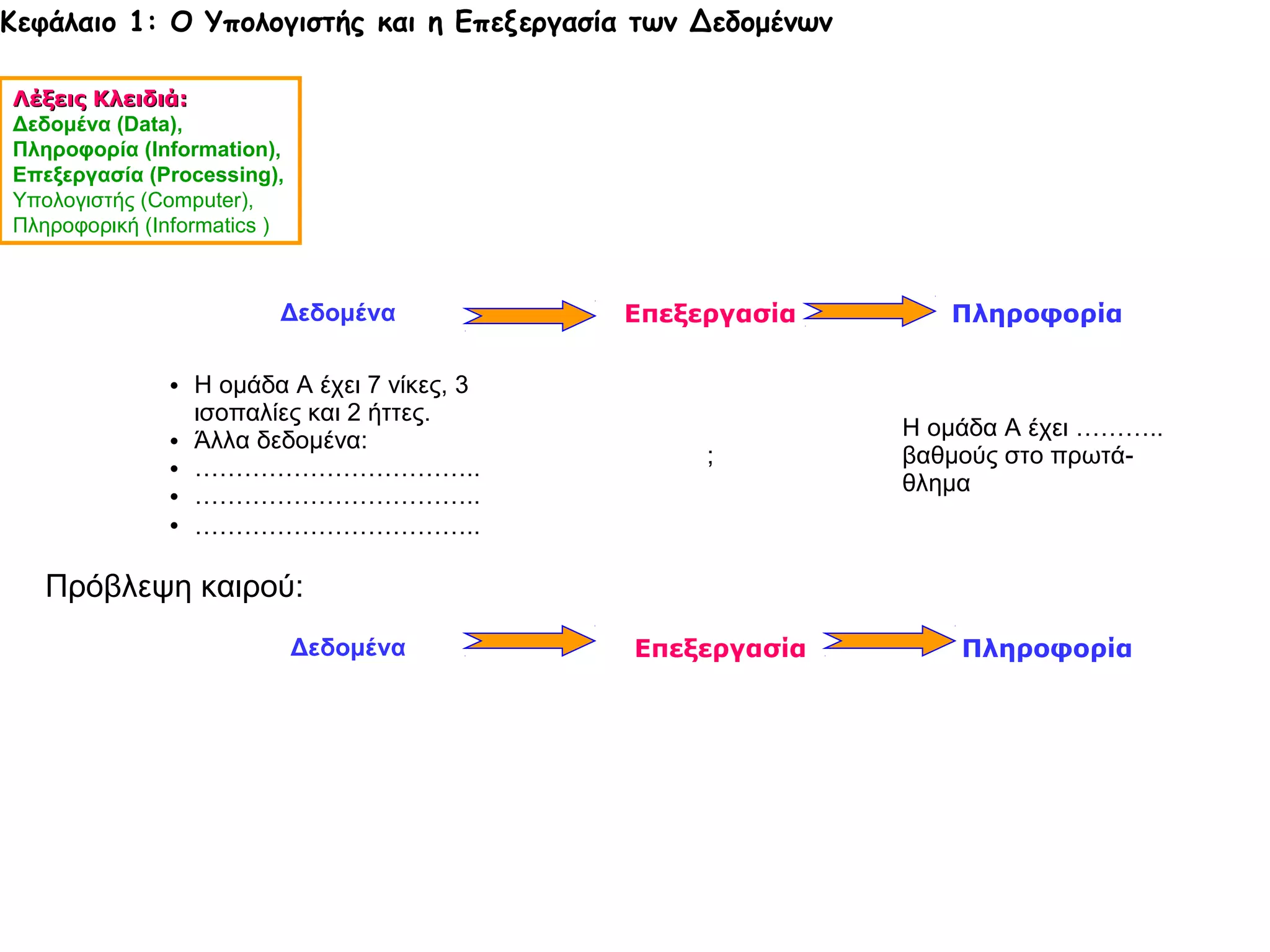 α 1 ο υπολογιστής και η επεξεργασία των δεδομένων | PPT