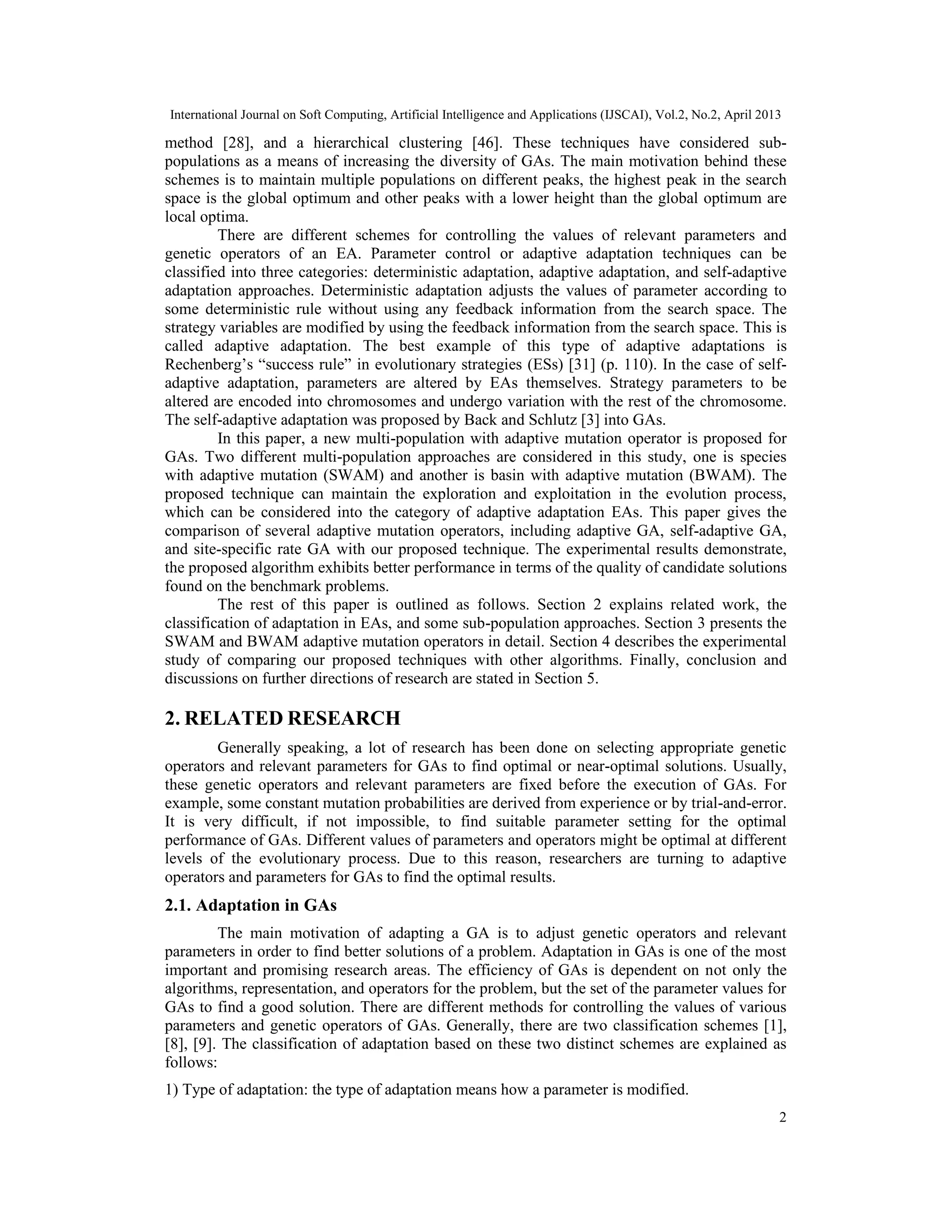 Multi Population Methods With Adaptive Mutation For Multi Modal