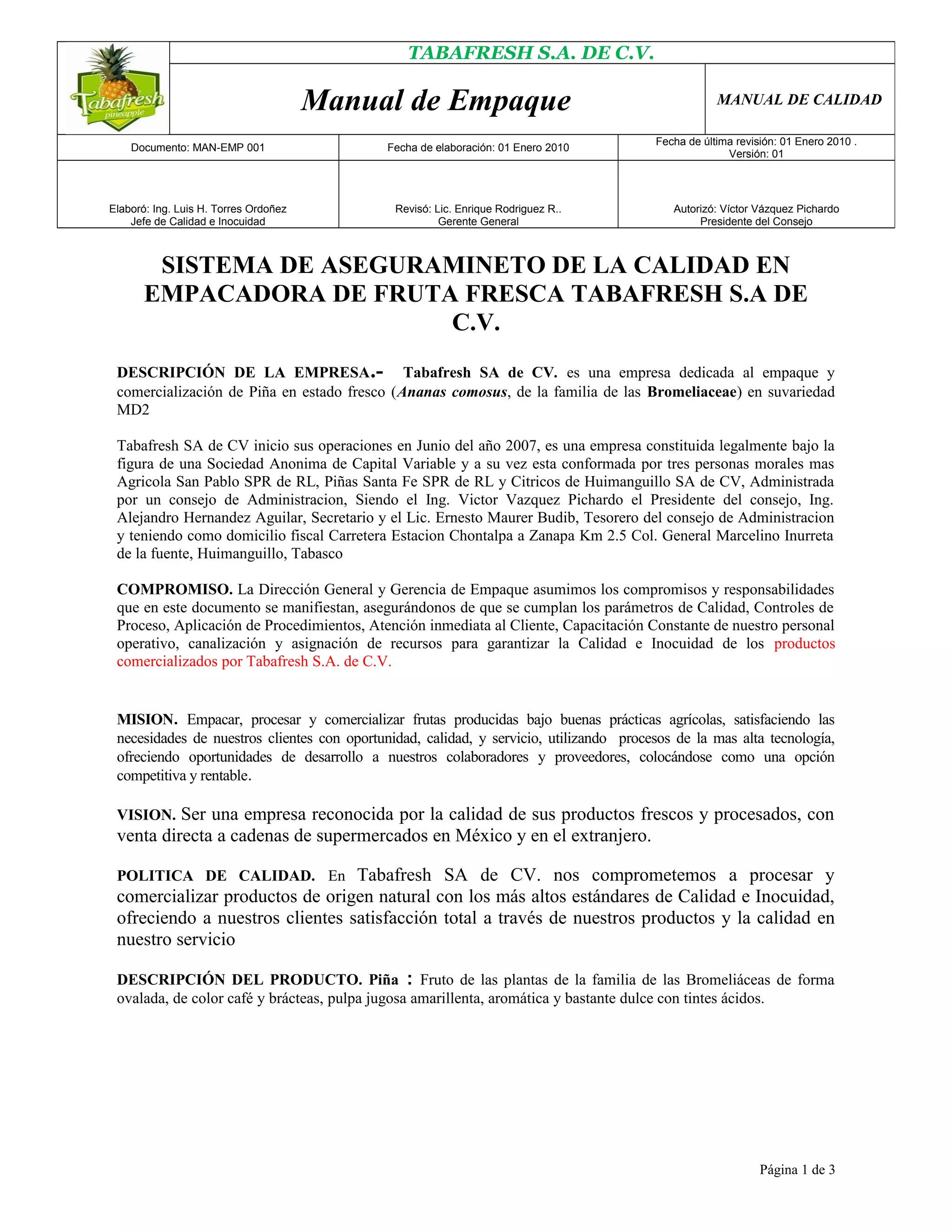 1. compromiso y responsabilidad sistema de calidad | DOC