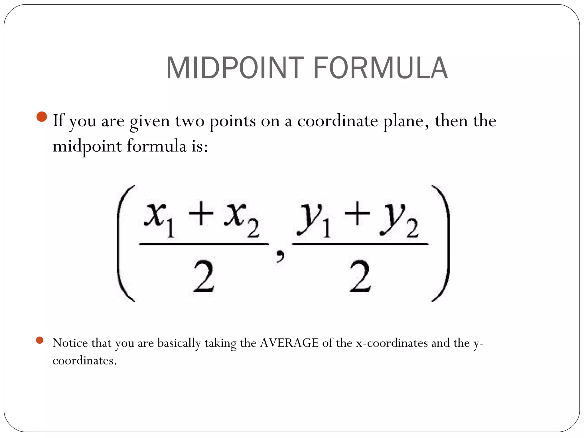1.3 midpoint and distance formulas | PPT