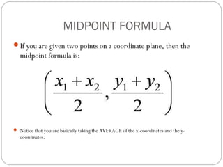 Midpoint And Distance Formula
