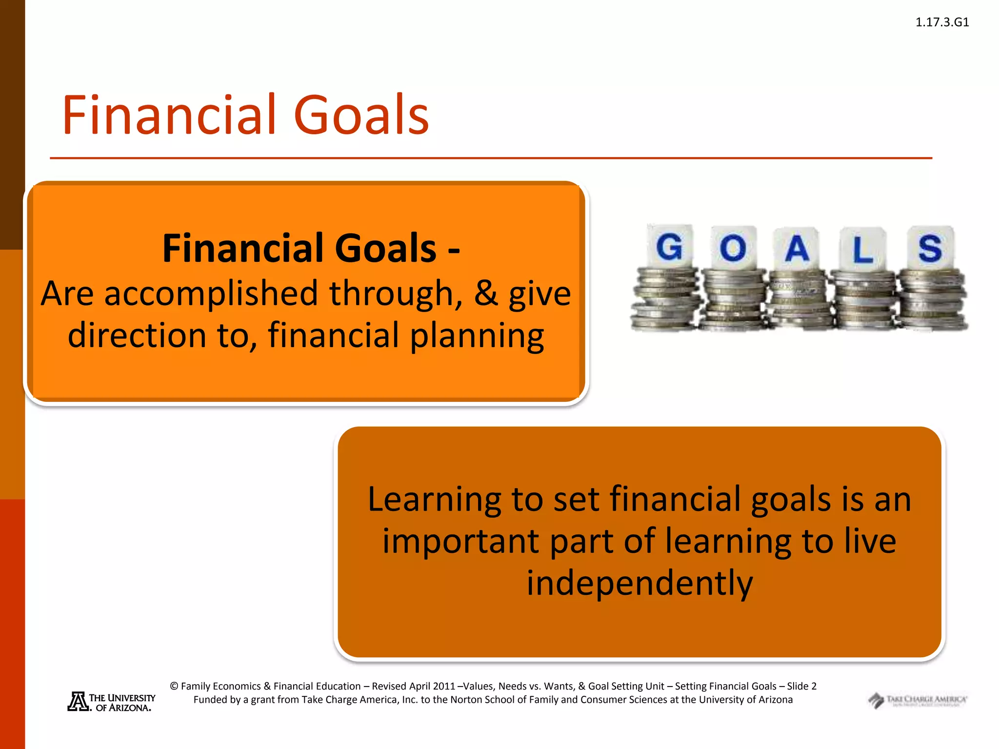 1.02 setting financial goals power point burns | PPTX