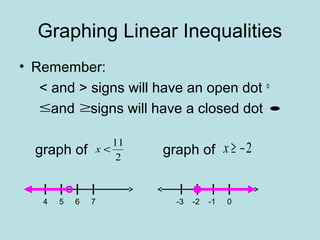 1.6 solving linear inequalities | PPT