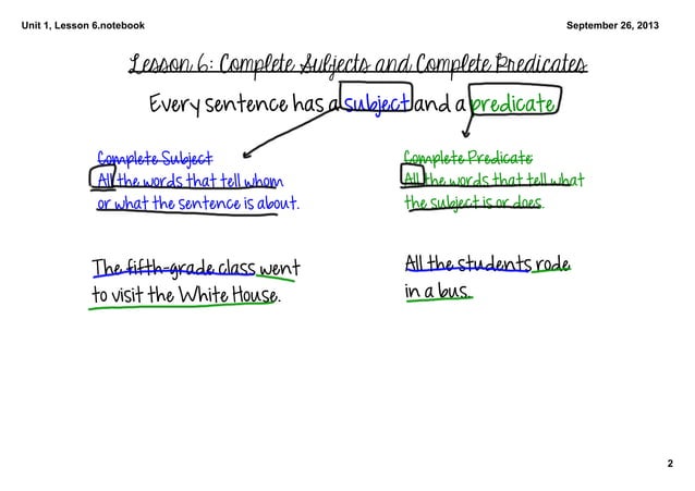 1.6 Complete Subjects and Complete Predicates | PPT