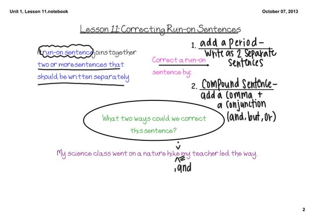 1.11 Correcting Run-on Sentences | PPT