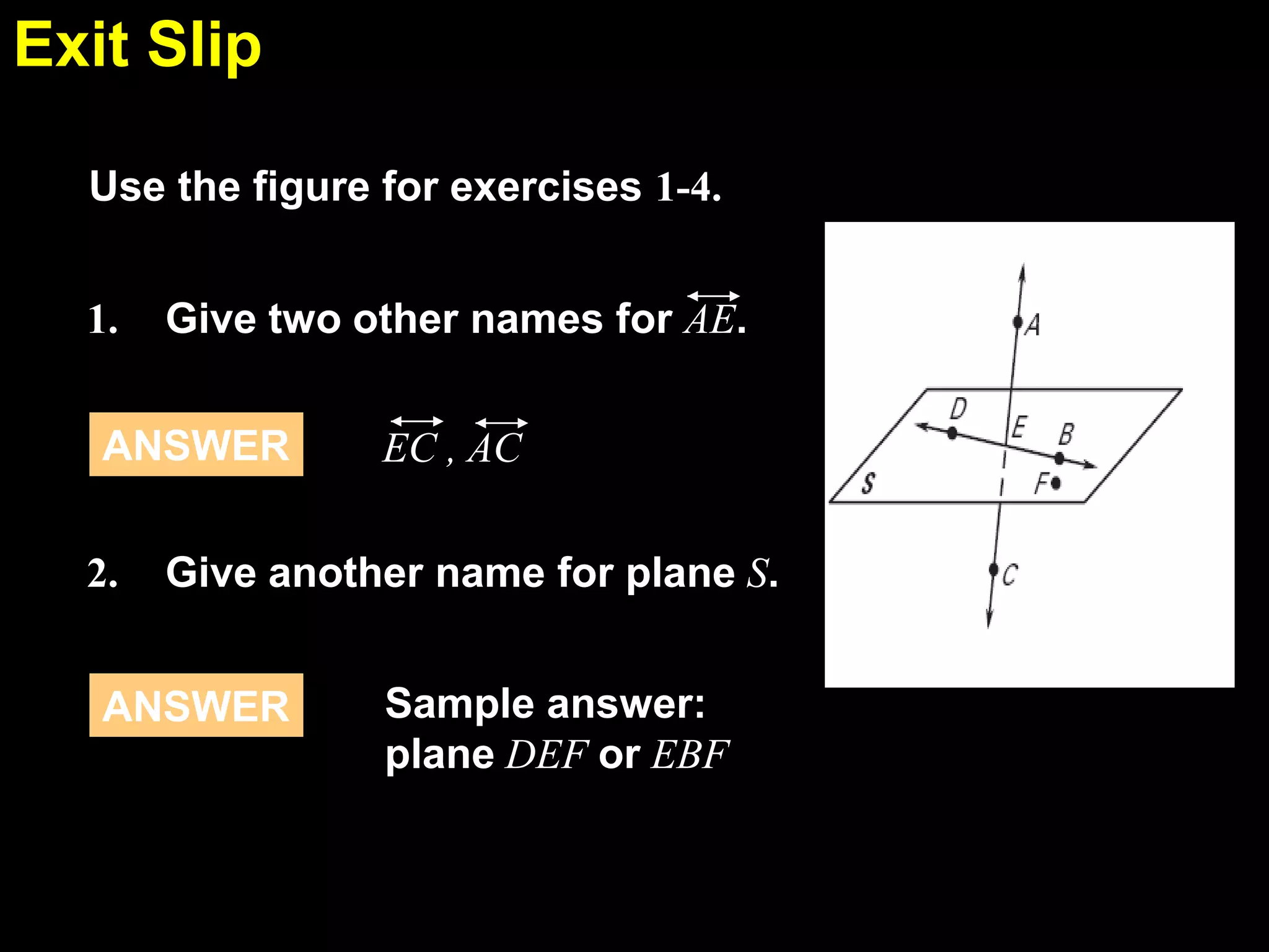 1.1 identify points, lines, and planes | PPTX
