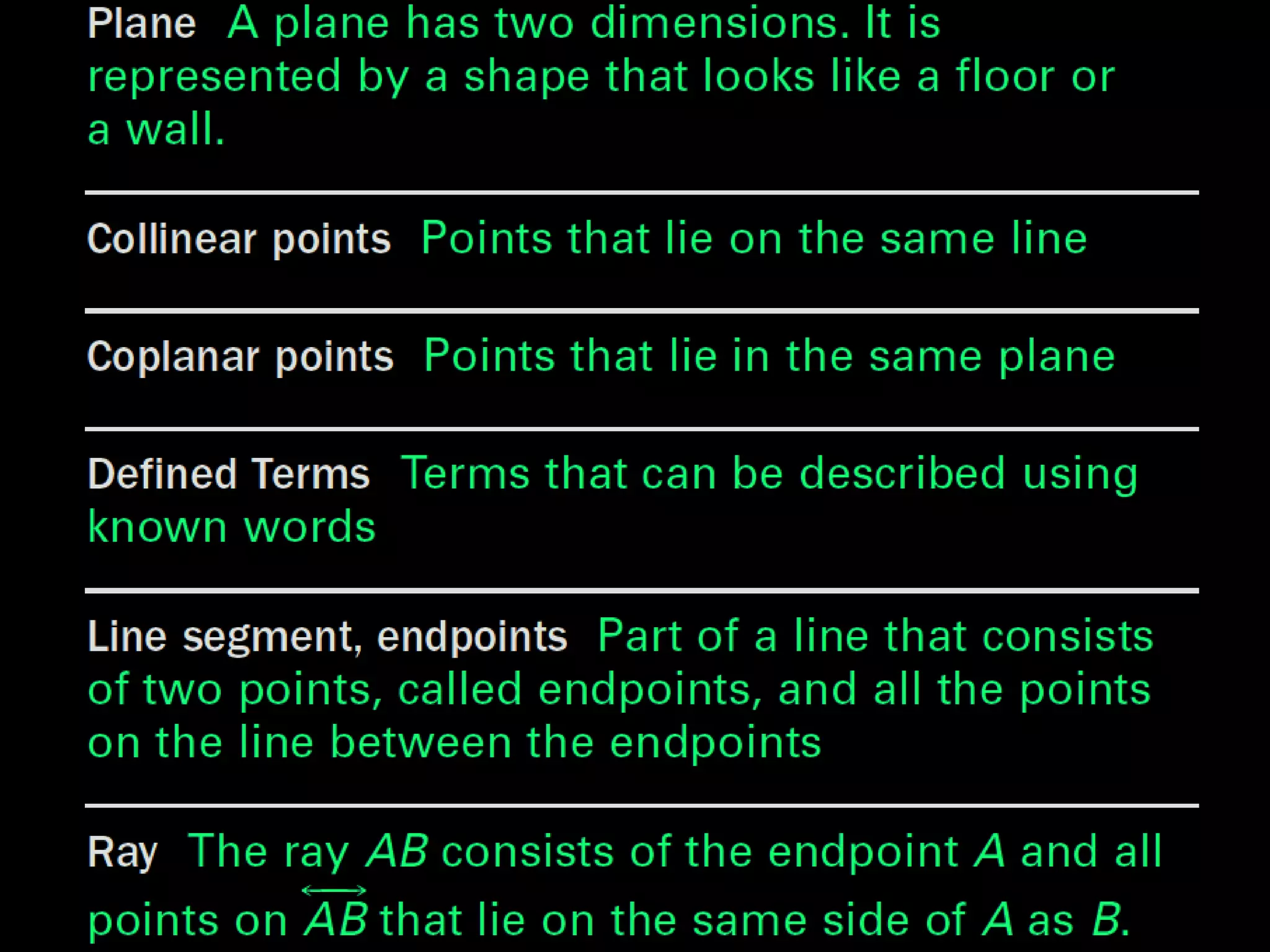 1.1 identify points, lines, and planes | PPT