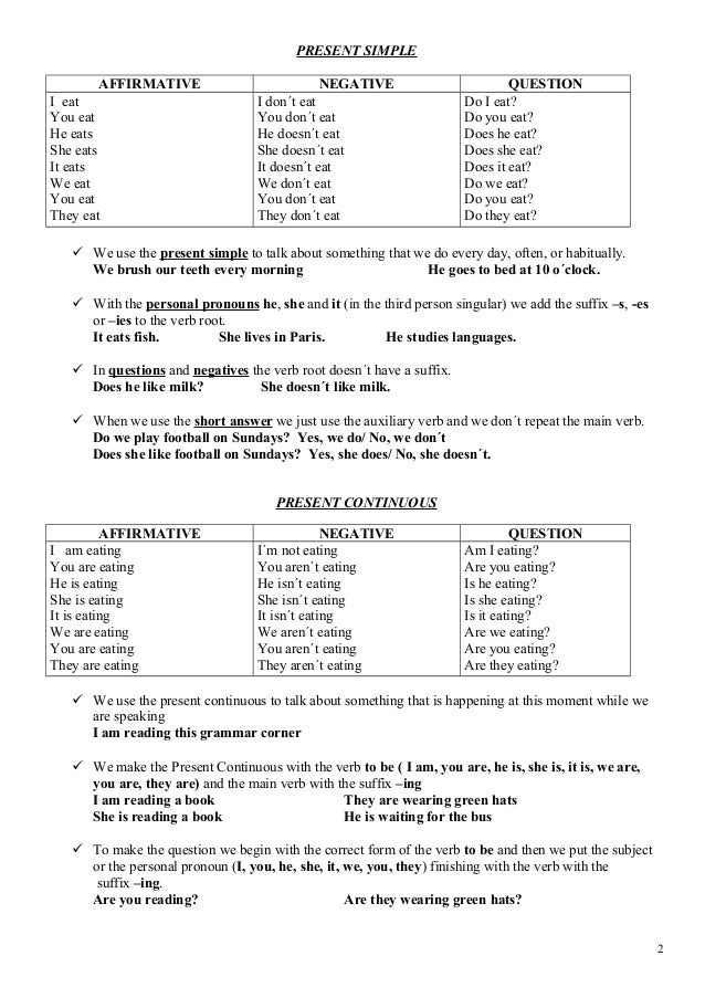 Present Simple and Present Continuous