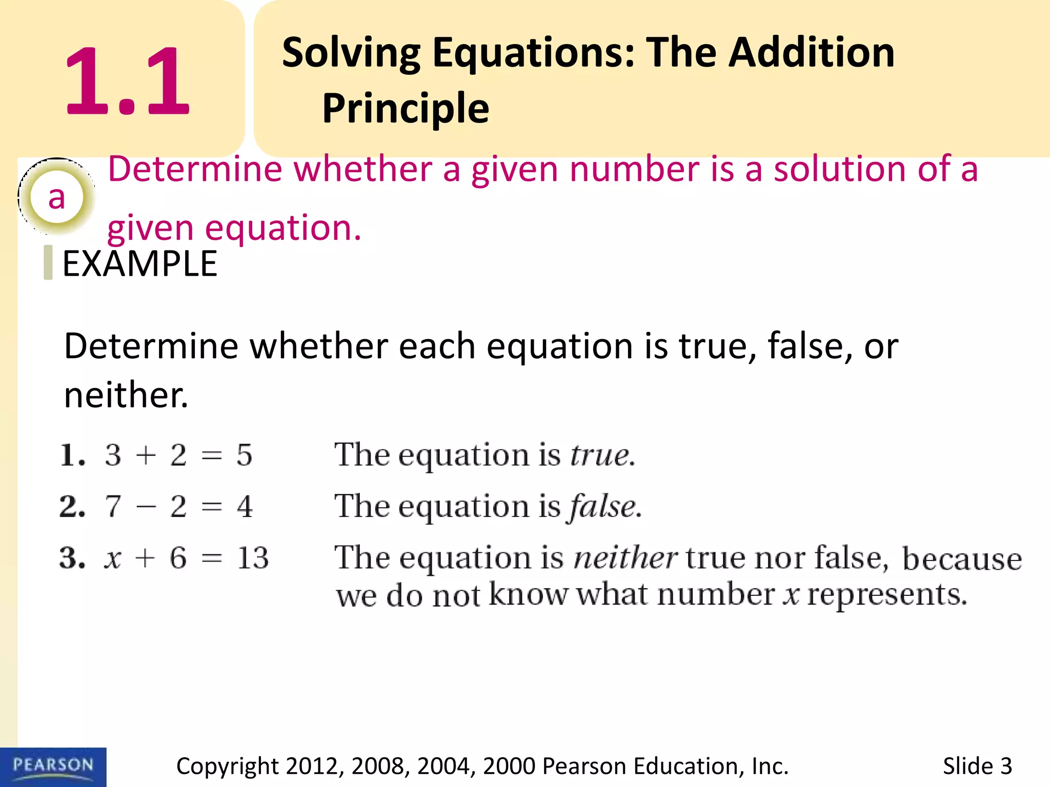 1. solving equations the addition principle | PPTX
