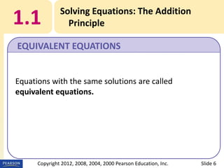 1. solving equations the addition principle | PPTX