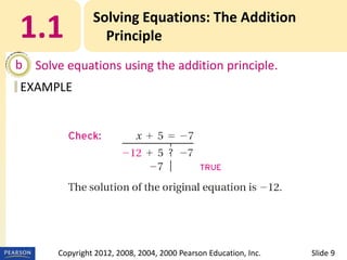 1. solving equations the addition principle | PPTX
