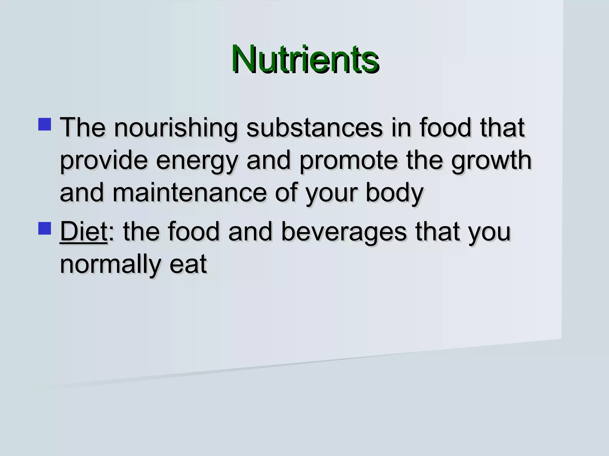 Introduction to nutrition | PPT