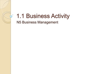National 5 Business Management 1.1 Business Activity | PPTX
