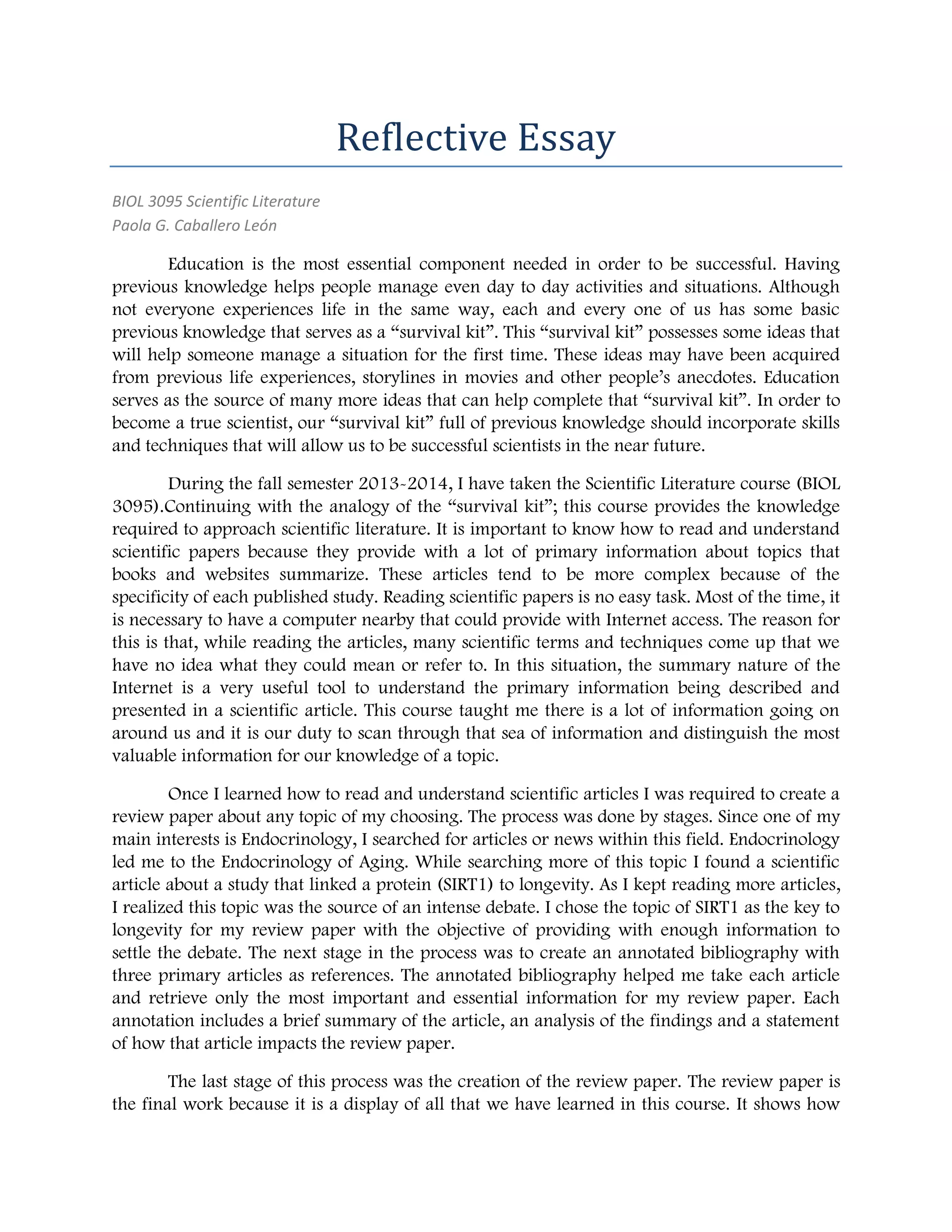 1. paola caballero portfolio reflective essay biol 3095 | DOCX