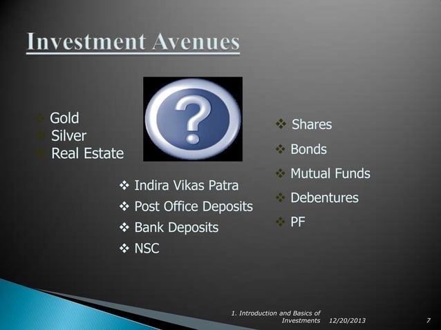 1. introduction basics of investments.ppt | Stocks and Bonds | Personal ...