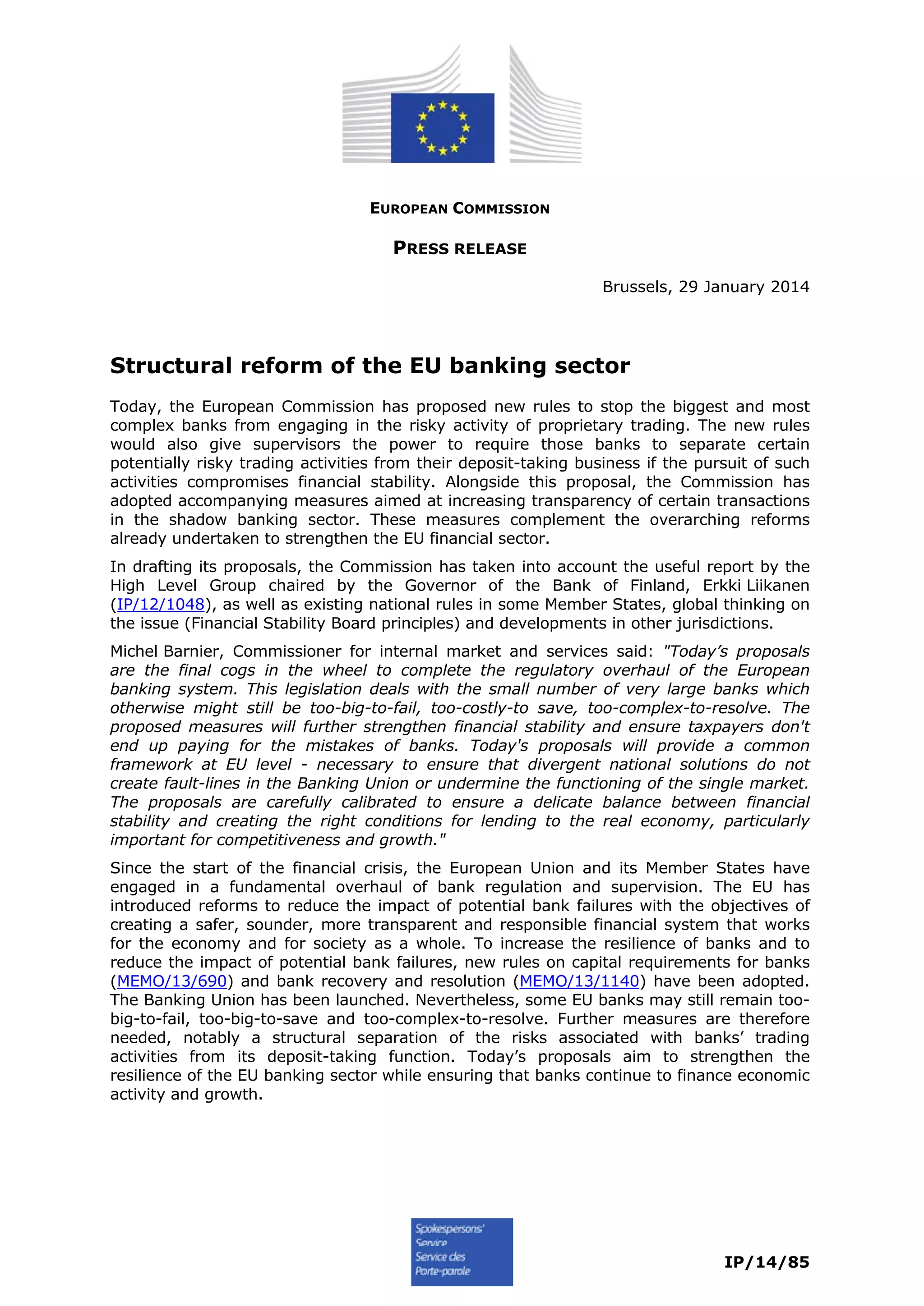Structural reform of the EU banking sector | PDF