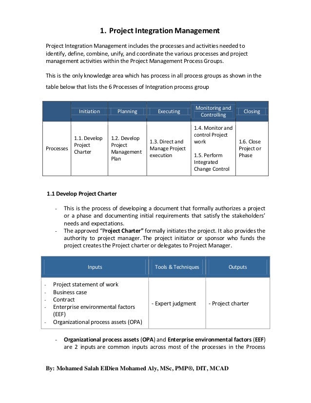 1. project integration management