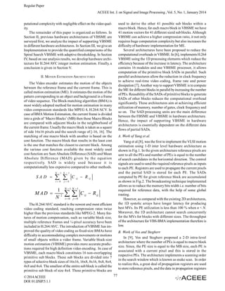 Efficient Architecture for Variable Block Size Motion Estimation in H.264/AVC | PDF